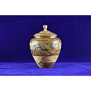 Royal Yellow Lichtenberg Figure Urn for Human Ashes Wooden Urn Box with Lid Pet urn Cremation urn Burial Urn Box Adult Funeral Urn Resin Urn Ashes Keepsake Urn for Ashes Wooden Urns (Extra Large)