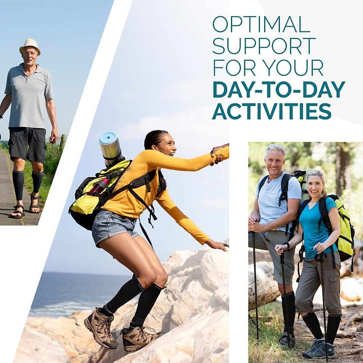 Calf Compression Sleeves for Men and Women - Footless Compression Socks for Runners, Shin Splints, Varicose Vein and Calf Pain Relief - Leg Brace for Running, Cycling, Travel - Medium, Black