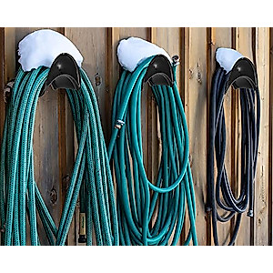 3 Pieces Garden Hose Holder, Water Hose Holder, Steel Wall Mounted Heavy Duty Black Hose Hanger Reel Metal Garden Hose Storage Outdoor Hose Hook for Outside Hose Brackets