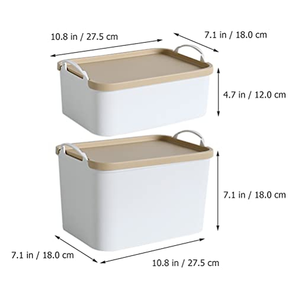 Zerodeko 2pcs Plastic Storage Baskets With Lid Desktop Organizer Bins Stackable Storage Bins Shelves Lidded Container with Handles for Closet Playroom Classroom Office