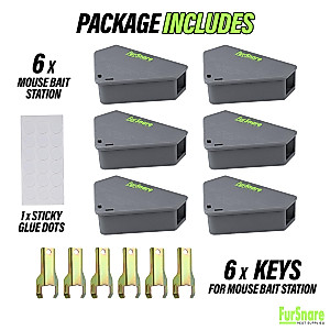 Mouse Bait Stations for Mice Outdoor and Indoor - Mice Bait Stations Box with Keys Fully Safety Design and Key Required Keeps Children and Pets Safe, Tamper-Proof, Weatherproof 6 Pack (Gray)