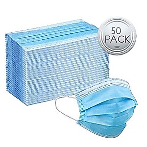 Protective Mouth Cover Face Mask Multi Layer Breathable Disposable for Individual and Family Use for Indoor Outdoor (50 Count (Pack of 1))