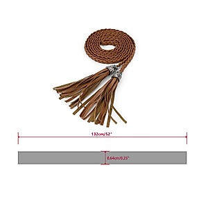 uxcell Women Tassels Braided PU Waist Belt Brown Brown One Size