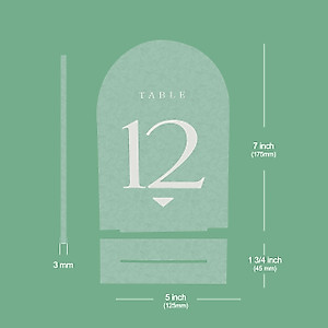 ARROW.C Frosted Arch Wedding Table Numbers with Stands 1-20, 5x7 Acrylic Place Cards & Holders for Centerpiece, Decoration, Reception, Party, event, Anniversary (Frosted)