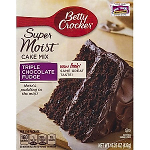 Betty Crocker Super Moist Cake Mix Triple Chocolate Fudge 15.25 oz Box (Pack of 8)