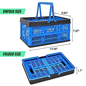 3 Packs 20Liter Collapsible Storage Crates With Handle Collapsible Plastic Shopping Basket,Stackable Multi-function Shelf Baskets Container, Hold up to 20 Lbs