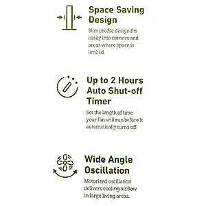 Holmes HTF3131-BTU Oscillating Tower Fan with 3 Speed Settings, 31 Inch, Black