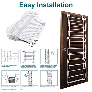 Zorpupoa Over the Door Shoe Rack, 12 Layers 36 Pair Shoes Wall Hanging Shelf Storage Shoe Organizer, Fold-up Non-slip Bars, White