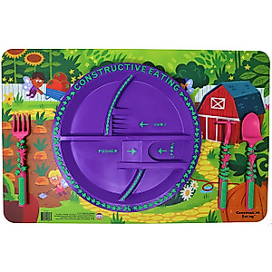 Constructive Eating Garden Fairy Plate, Placemat and Utensil Set
