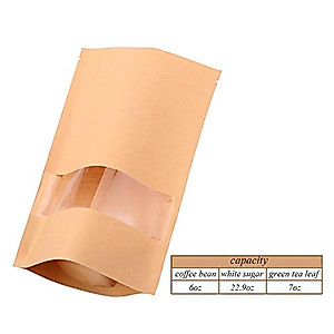 Katfort Zip Lock Pouch Bags 100pcs, 8.7''×5.5'' Resealable Bags for Small Business, Kraft Paper Bags with Window, Cookie Bags with Seal for Small Business, Family, Company