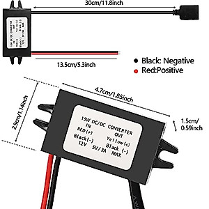 MEIRIYFA 12V to 5V USB Converter DC 12V to Dual 5V 3A USB Buck Converter Module Step Down Converter Reduced Voltage Regulator Module Car Power Adapter