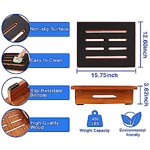 One Step Stool for Adults Seniors With Non-Slip Rubber Stepping Surface, Indoor Outdoor Platform Step Stools, 450 Ib Portable Single Wooden Riser for Bathroom,Kitchen,Bedside,and Kids Support(Natural)