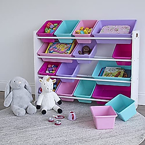 Humble Crew, White/Blue/Pink/Purple Extra-Large Toy Organizer, 16 Storage Bins