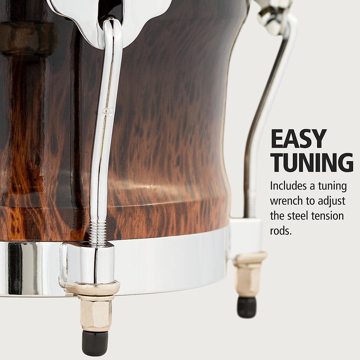 Meinl Percussion FWB400BB Free Ride Series Wood Bongos, Brown Burl Finish