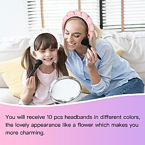 RAISEY 10 Pcs Spa Headband Bulk, Women Makeup Headband Sponge Headbands for Washing Face, Face Wash Headband Puffy Hair Band for Girls, Terry Cloth, Multicolor (10 Pack)