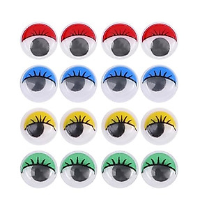 TEHAUX 100pcs Animal Lash Accessories Mini Doll Eyeballs Wiggle Craft Stickers Eyes Yellow DIY Eyes DIY Animal Eyes Self Made Wiggle Eyes with Eyelashes DIY Cartoon Eyes