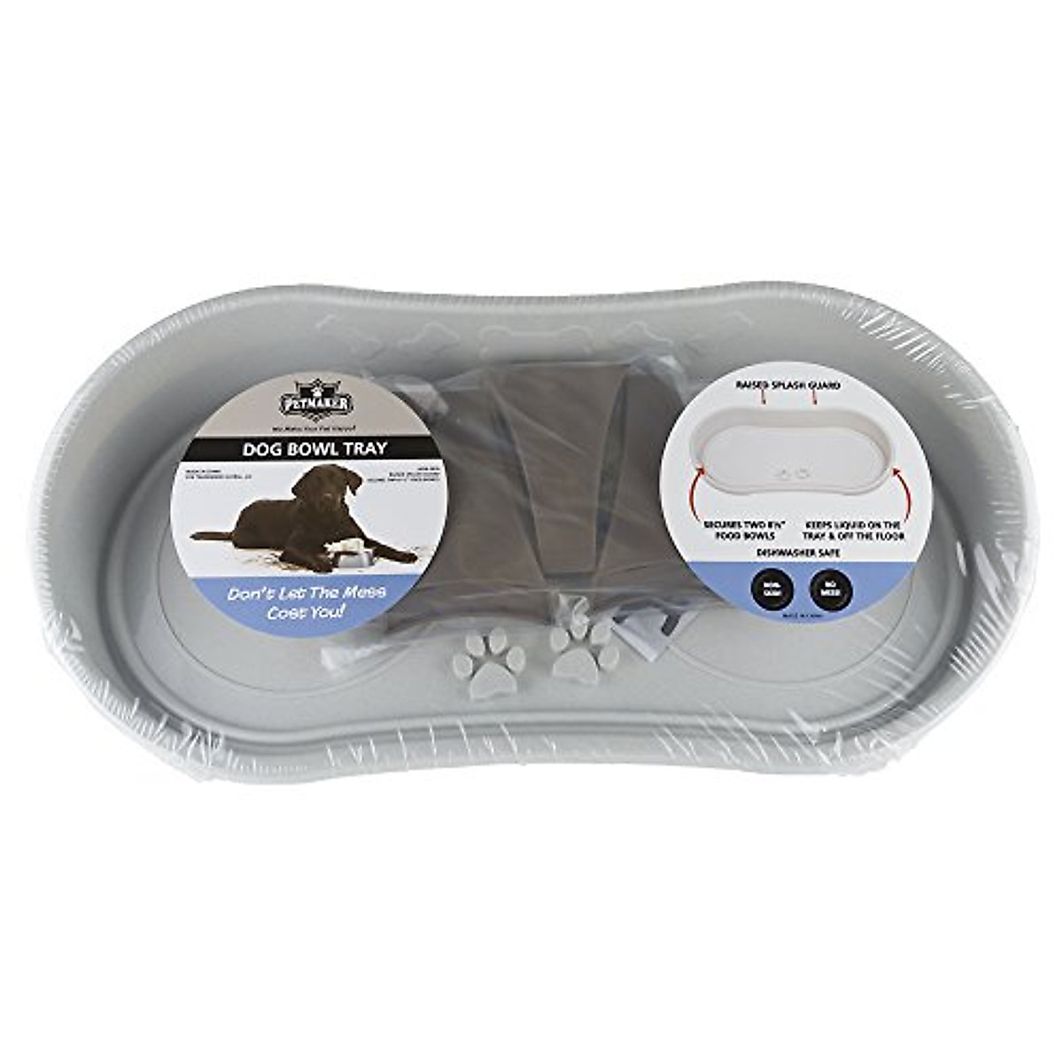 Elevated Pet Feeding Tray with splash guard and non-skid feet 21in x 11in x 8.5in by PETMAKER
