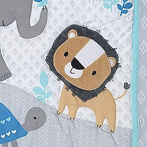 Bedtime Originals Jungle Fun 3-Piece Crib Bedding Set, Blue/Gray(Pack of 1)