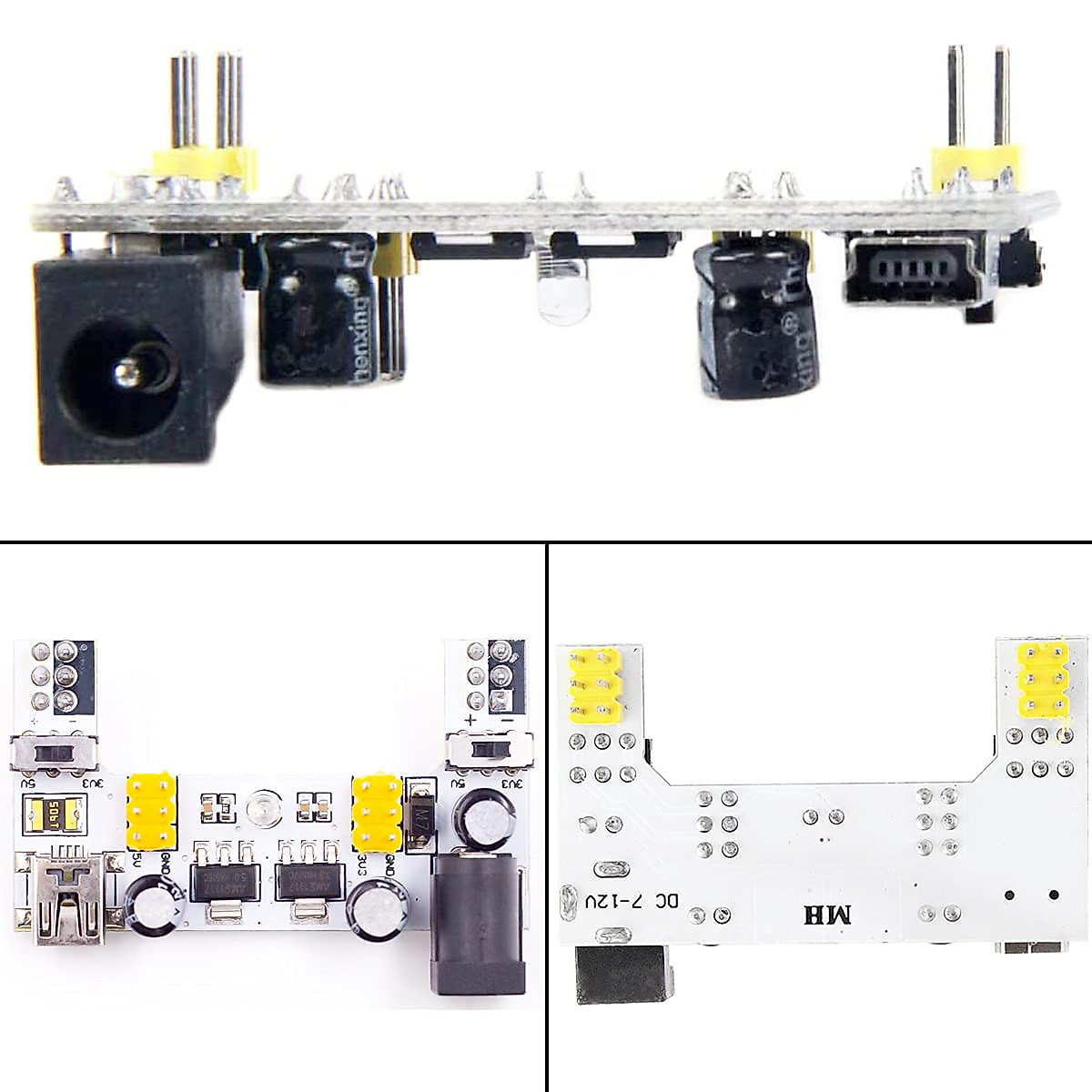 DKARDU DC 5V/3.3V 2 Channel Breadboard Power Module Mini USB Interface+ MB-102 Breadboard+Solderless Flexible Breadboard Jumper Wires Cable with Mini USB Cable for Arduino