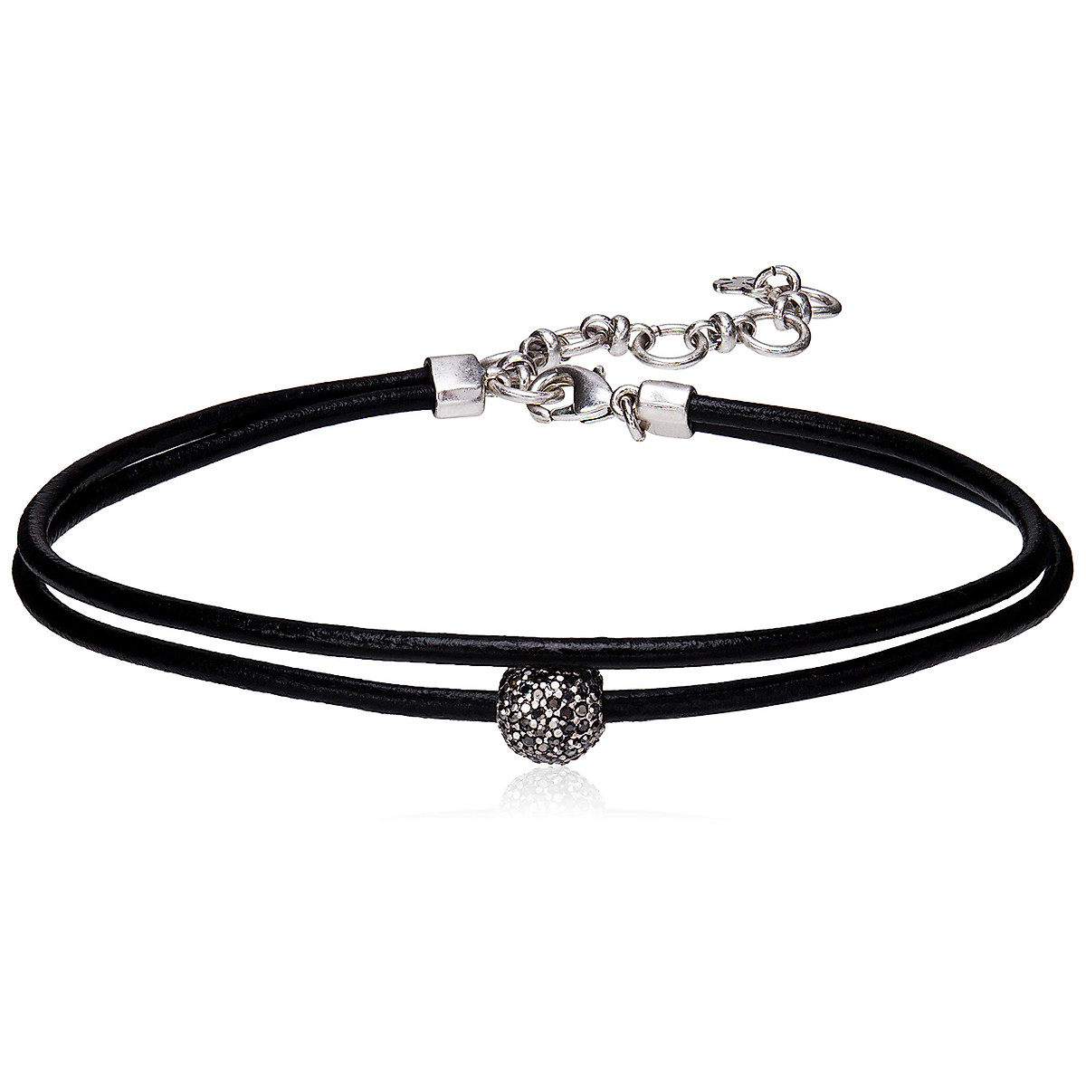 Lucky Brand Womens Leather Choker Necklace, Silver, One Size