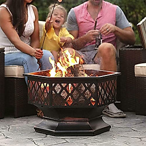 SINGLYFIRE 24 Inch Fire Pits for Outside Large Heavy Duty Outdoor Wood Burning Bonfire Pit Cast Iron Patio Heater, with Spark Screen, Log Grate, Poker