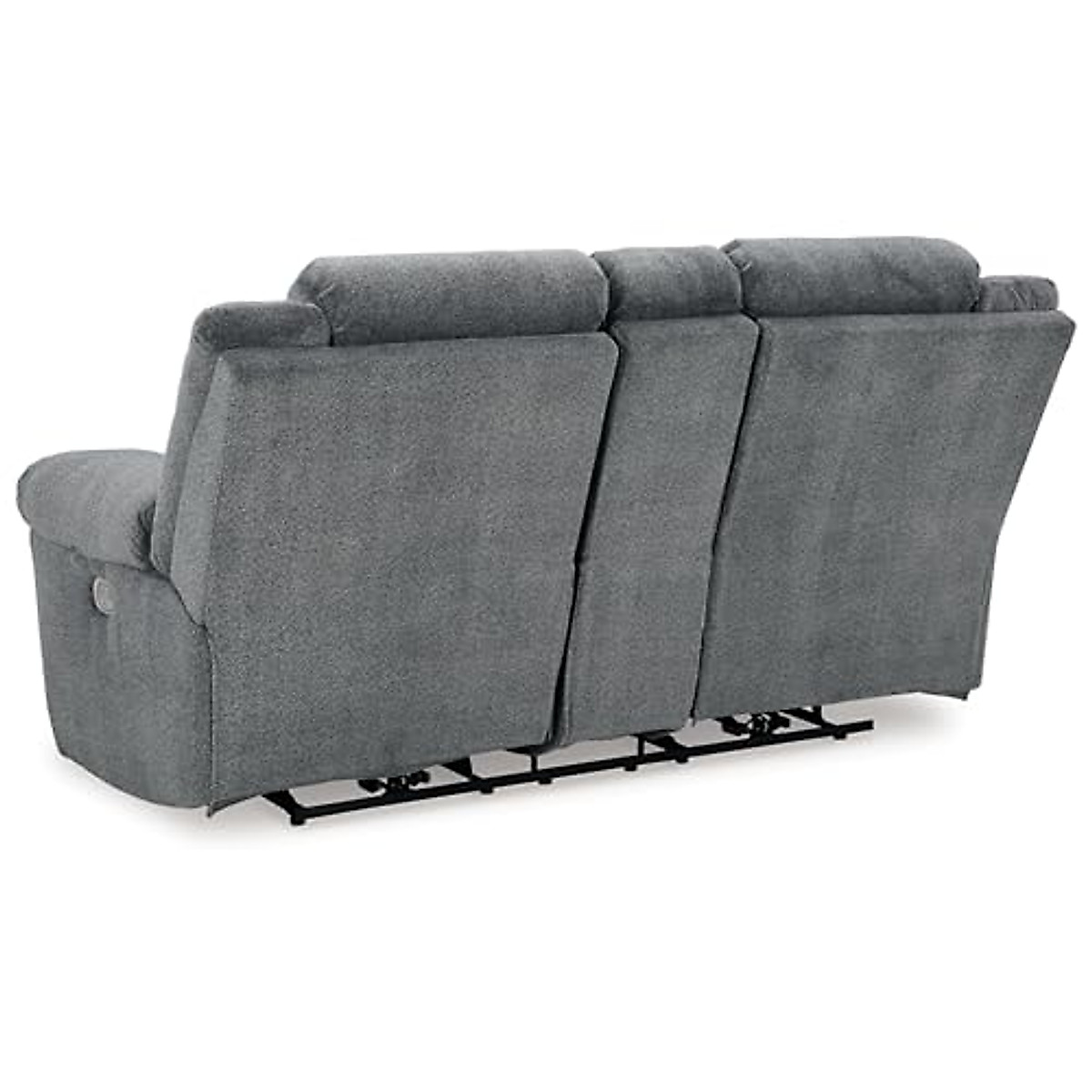 Signature Design by Ashley Tip-Off Modern Wall Hugger Power Reclining Loveseat with Adjustable Headrest, USB Ports, Storage and Cup Holders, Gray