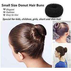 4 Pack Extra Small Hair Bun Maker Mini Chignon Hair Doughnut Shaper Hair Donut Sock Bun Form for Kids, Girls, Short and Thin Hair (Small Size 2.4 Inch, Black)