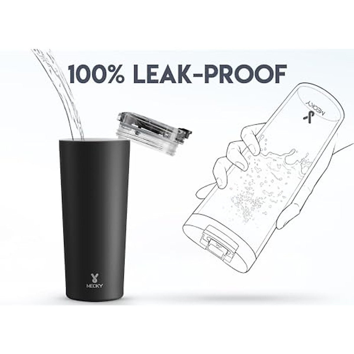 Meoky 24 oz Travel Coffee Mug with Leak-proof Lid, Stainless Steel Insulated Coffee Tumbler, Keeps Hot for 8 Hours or Cold for 24 Hours, Fits in Car Cup Holder (Night)