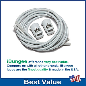 IBUNGEE LACES (Elastic No Tie Shoelaces (Light Gray, 22-Inch)