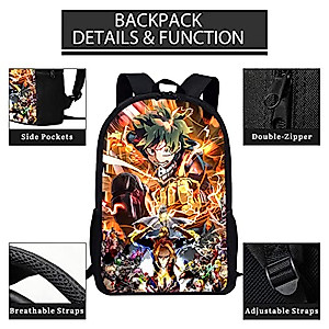 mfiwena Japanese Anime Backpack Set for Boy Girl, Polyester Bookbag set with Lunch Bag Multifunction 3-in-1 Bag for Teen