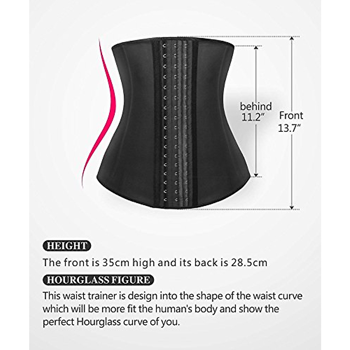 YIANNA Women's Latex Waist Trainer Long Torso Underbust Corsets Cincher Sport Girdle Body Shaper, Size XS (Black)