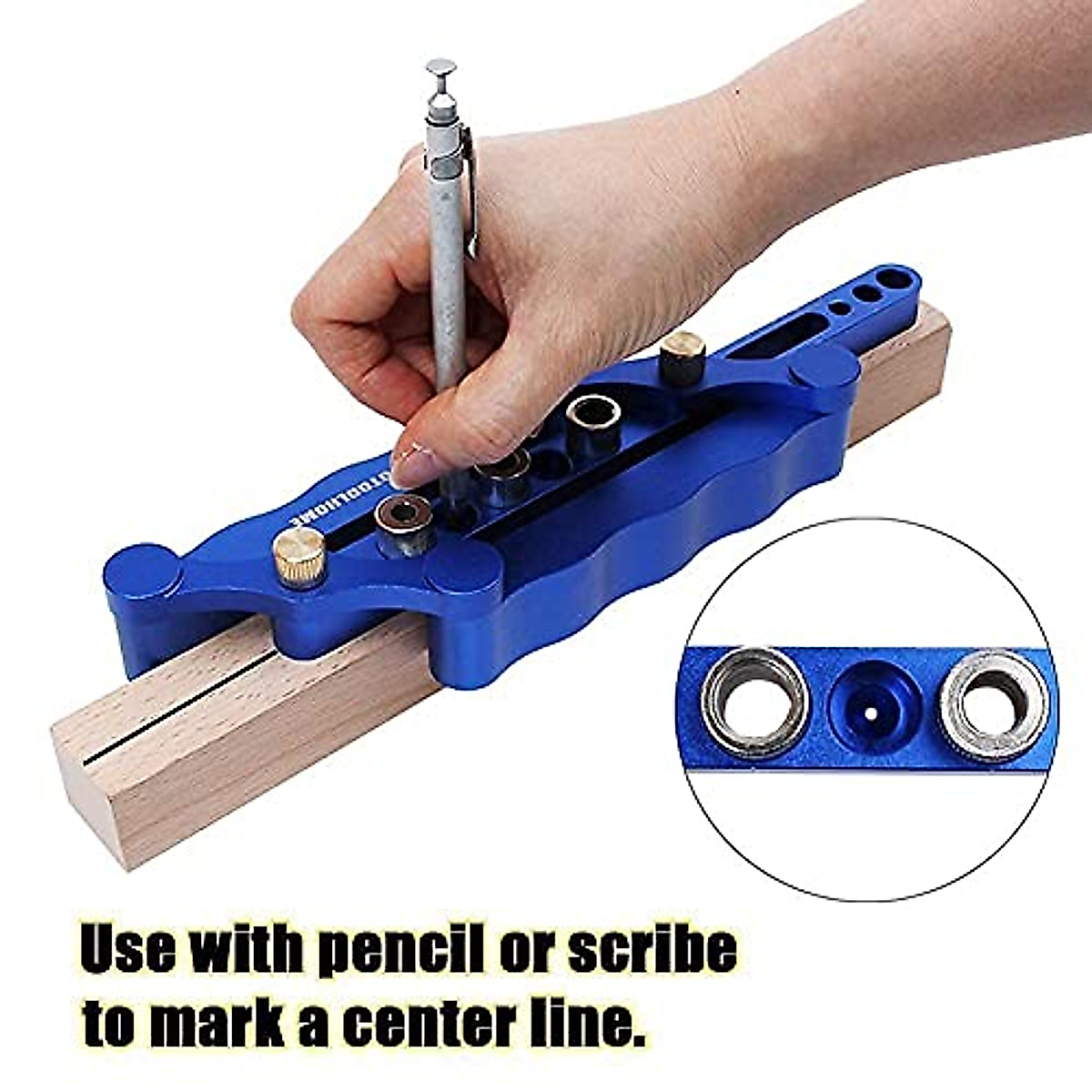 AUTOTOOLHOME Self Centering Doweling Jig Punch Locator Dowel Jig Kit 1/4 3/8 5/16inch Drill Guide Sleeve Tool for Woodworking Joinery