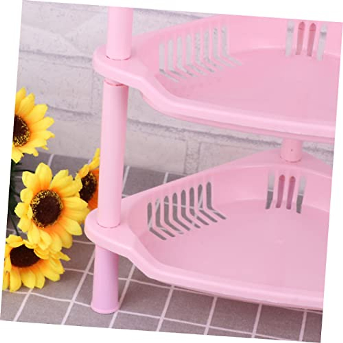 MUSISALY 3 Pink Corner Shelf Organizer Storage Shelf Rack Bathroom Shelves Desk Stand Rack