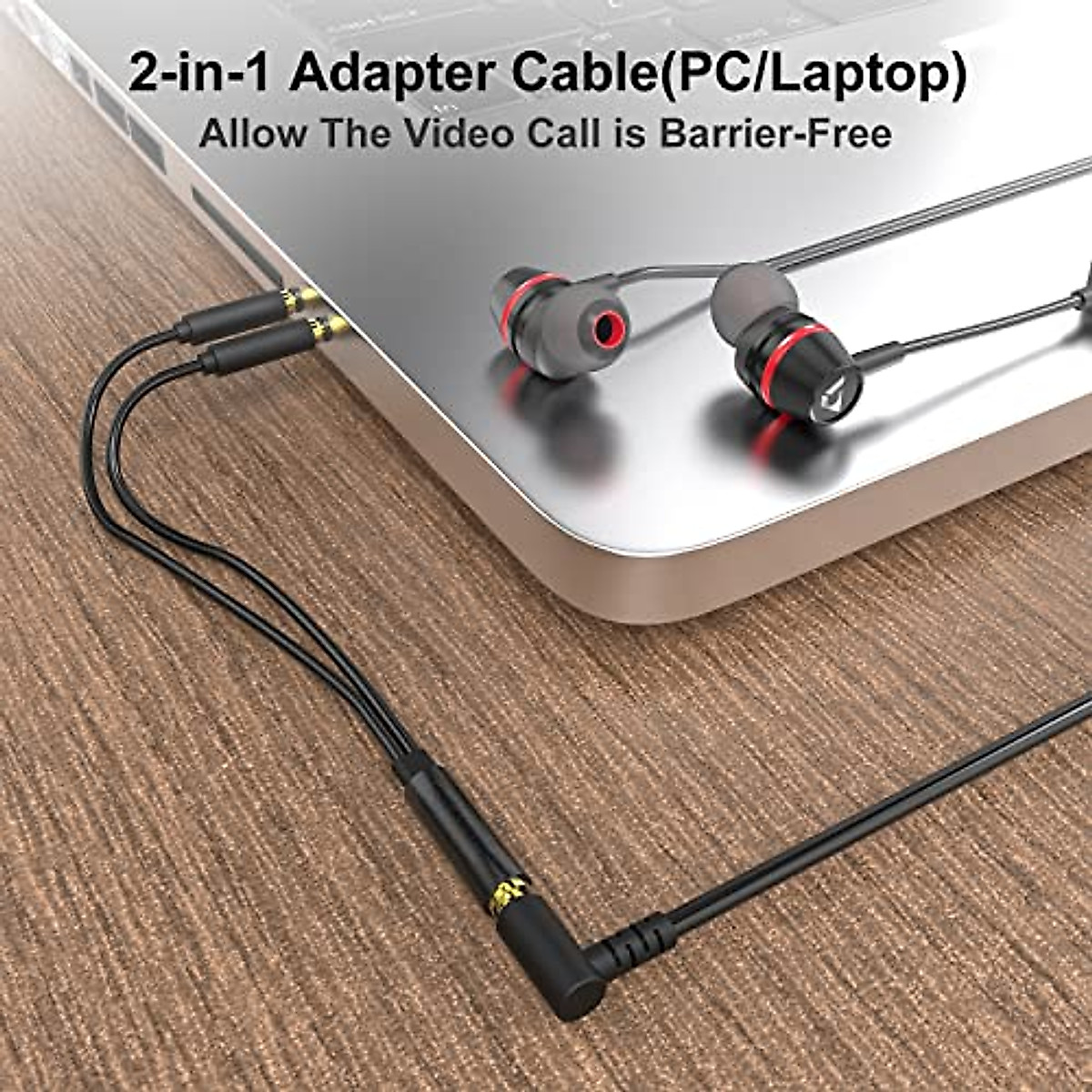 1mii Wired Earbuds with Microphone & Volume Control, in-Ear Headphones Magnetic with Deep Bass, Noise Isolating, High Sound Quality Earphones with 3.5mm Jack for Phone, Android, PC, iPad, MP3(Black)