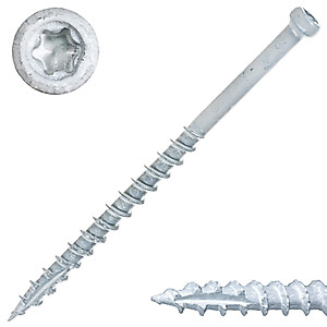 #8 x 2-1/2" Saberdrive White Trim Screws 1 LB, Approx. 109 Pieces, Durable Wood Screws, Serrated Thread for Secure Fastening, Avoid Cam Out
