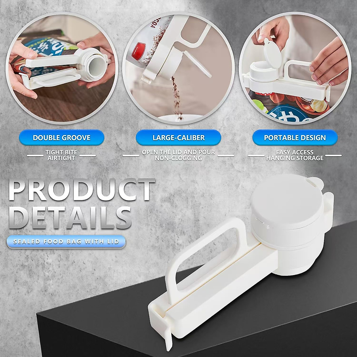 Miocololy Bag Clips with Pour Spout, Spouts Reusable Plastic Cap Sealer Clips for All Food Storage (2 PCS)