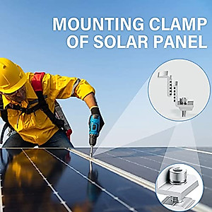 KEPNILO - 12 Pack Upgraded Solar Panel Mounting Brackets End Clamps, Easy Install and Adjustable 30 - 55mm Rail End Clamps, Durable Aluminum Z Brackets Install Accessories for Solar Panel DIY Mounting