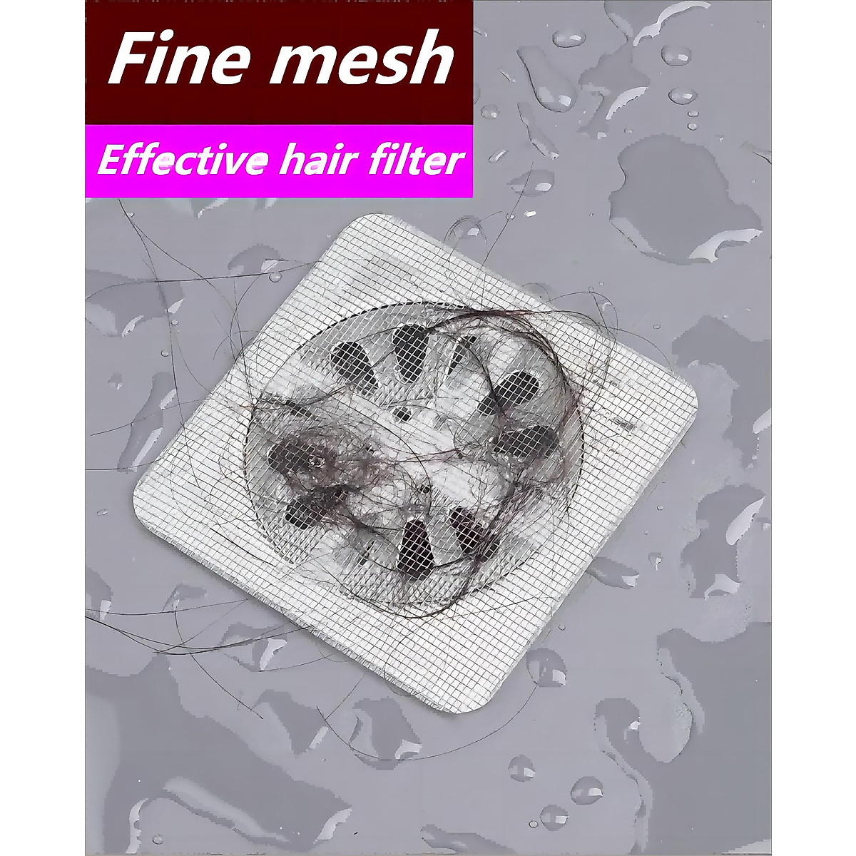 50 Pack,4" X 4" Disposable Shower Drain Cover Hair Catcher, Square Shower Drain Mesh Sticker,Disposable Floor Drain Sticker Suitable for Bathroom/Laundry/Bathtub/Kitchen/Sink/(50 PCS)