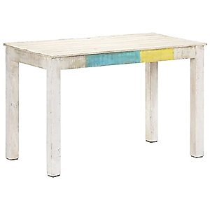 YPWRENH Rectangular Wooden End Table Dining Table White 47.2 "x23.6 x29.9 Solid Mango Wood for Dining Room, Kitchen or Living Room