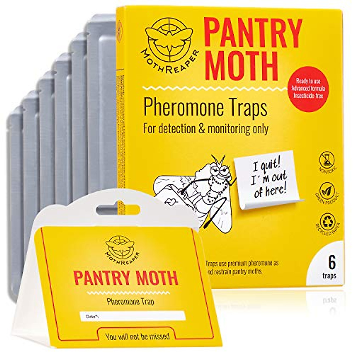 Kitchen Pantry Moth Traps - Prime Pantry Moth Traps with pheromones, Pet Safe Pantry Moth Trap, Food Moth Traps with pheromones 6 Pack