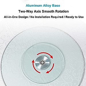 Keros 60cm/24in Glass Lazy Susan Turntable Kitchen Serving Plate, Dining Table Centerpiece For Home Office Birthday Parties, Heavy Duty Rotating Tray Tabletop Organizer 50cm/20in (Size : 60cm/24Inch)