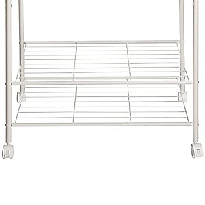 DOEWORKS Metal Garment Wire Rack With 2 Tier Storage Shelves for Large Capacity, Freestanding Clothes Hanger Storage Rolling Rack for Home, White