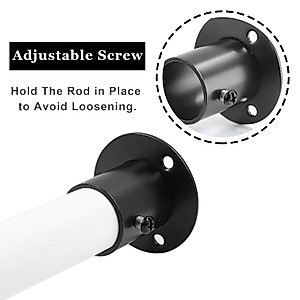 Moicstiy 4Pcs 3/4 Inch Dia Closet Rod Flange Holder Stainless Steel Pole Sockets Rod End Support Bracket with Screws for Wardrobe, Curtain (Black, O Shaped)