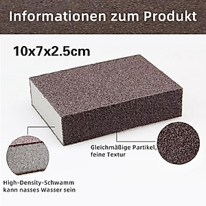 Foamworld 6Pcs Emery Sponge, Nano Carborundum Sponge, Hand Sanding Block, Kitchen Cleaner Tool, Wet and Dry Dual-use, Durable Thick Sanding Sponge Descaling Rust for Home Dish (3.9x2.8x1in)