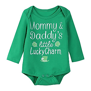 Baby Boys Girls Outfit Set St Patrick's Day Long Sleeve Clothes Bodysuit (Green, 3-6 Months)