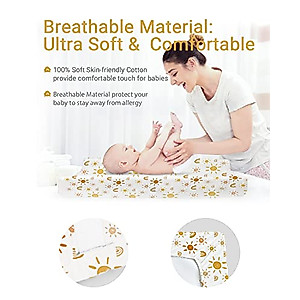 Changing Pad Cover - Babebay Ultra Soft Jersey Knit Cotton Diaper Change Table Pad Covers for Baby Girls and Boys -Stylish Rainbow & Sun Pattern, 2 Pack