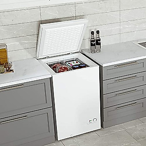 Northair Chest Freezer - 3.5 Cu Ft with 2 Removable Baskets - Reach In Freezer Chest - Quiet Compact Freezer - 7 Temperature Settings - White