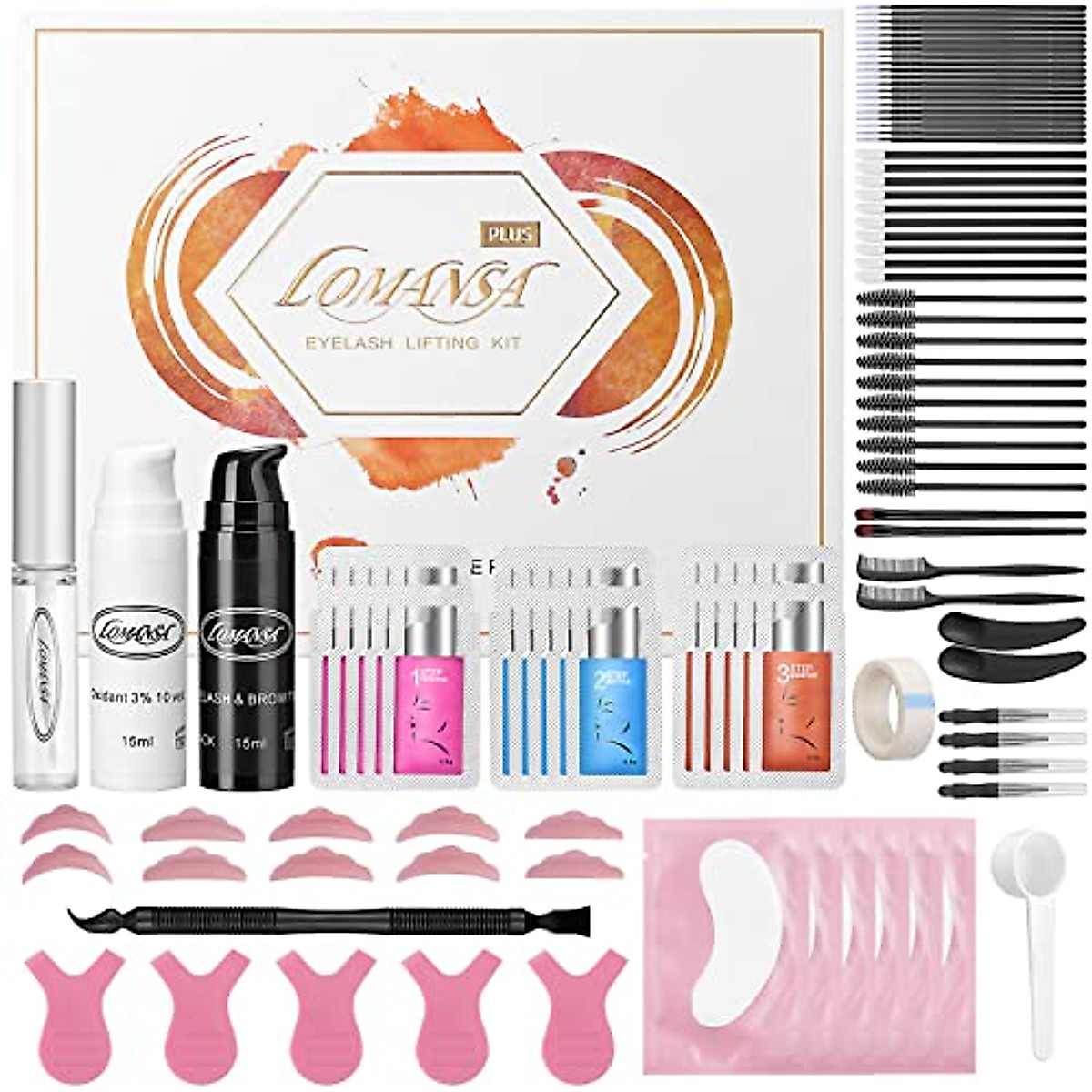 Lomansa Lash Lift and Black Kit, Instant Fuller Eyelash Lift Brow Lamination Kit with Black Colors, Fast Quick Lifting and Voluminous Coloring, Achieve Salon-Quality Results