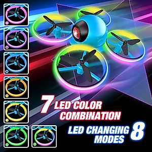 Dwi Dowellin Mini Drone for Kids, 4.9 Inch Small Flying Toys Drones with LED Light One Key Take Off Spin Flips RC Mini Drones Nano Quadcopter Long Flight Time Drones for Beginners and Adults, Blue