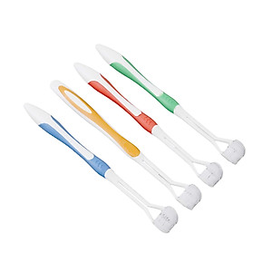 LoveAloe 3 Sided Toothbrush Adult Child Manual Toothbrushes Soft Bristle Tooth Brush,Yellow